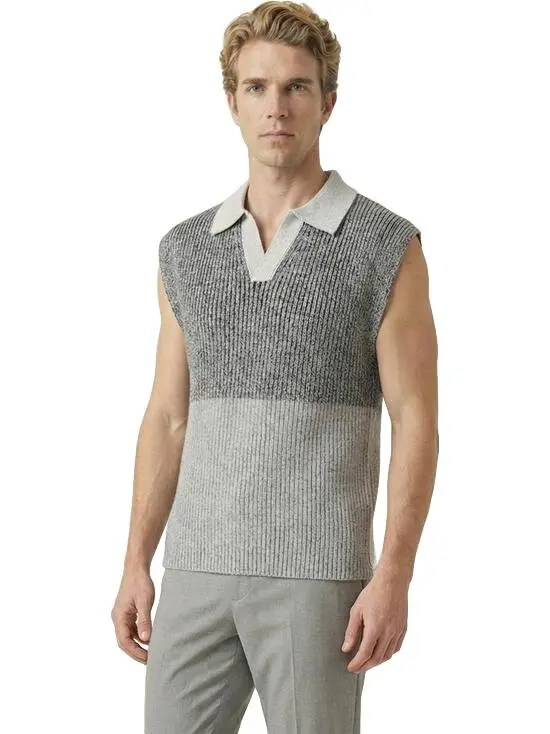 MODENAIRE Colorblock Knit Vest - Light Grey/charcoal