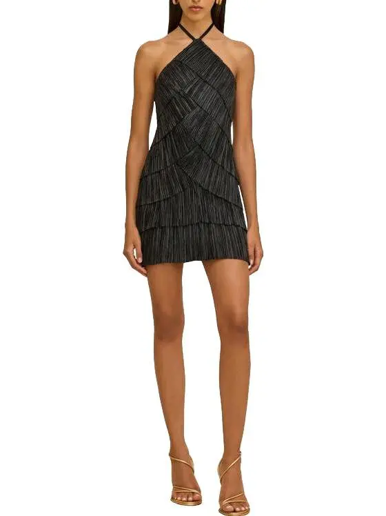Cult Gaia Varsha Halter Tiered Minidress - Black