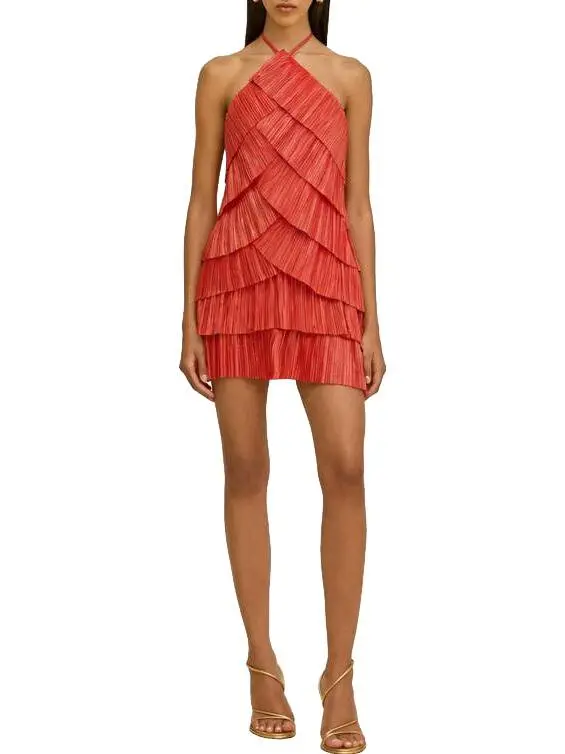 Cult Gaia Varsha Halter Tiered Minidress - Canyon