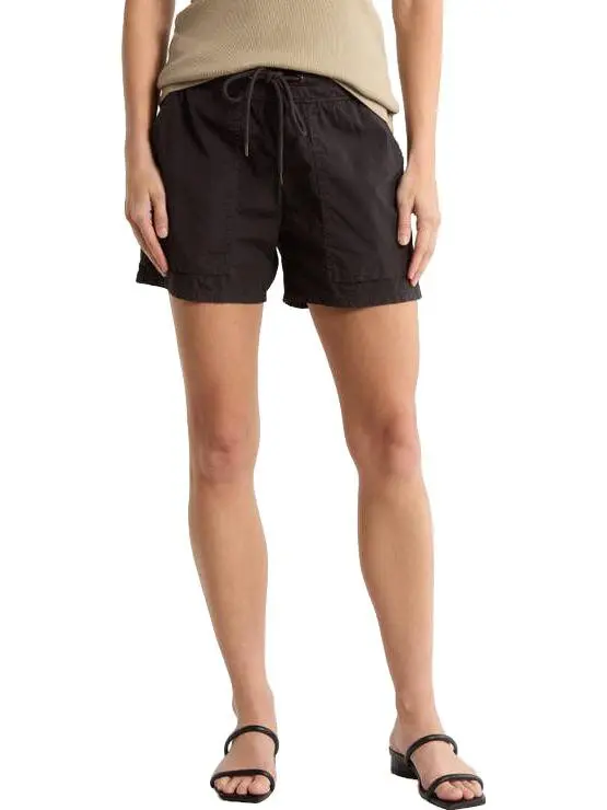 JAMES PERSE Stretch Cotton Poplin Drawstring Shorts - Black