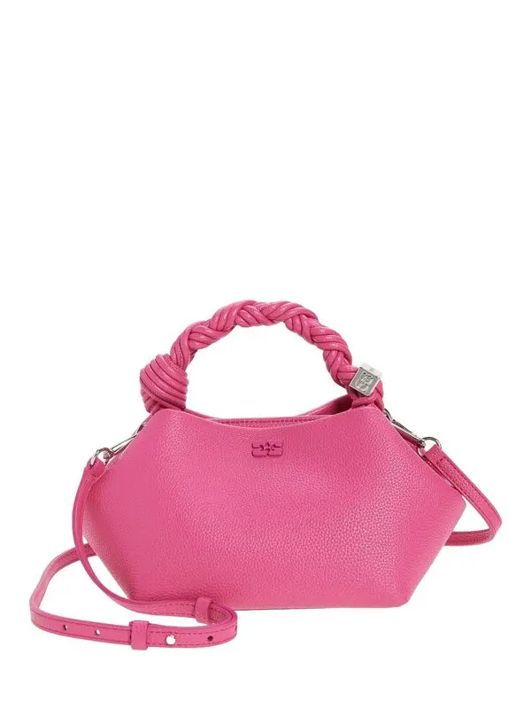 GANNI Small Grained Faux Leather Top Handle Bag - Cabaret
