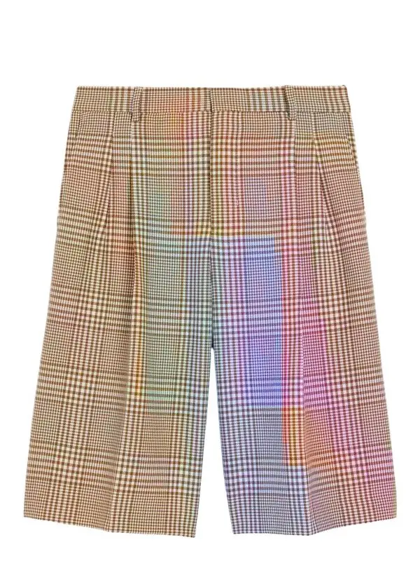 AMI Paris Prince Of Wales Checkered Wool Shorts - Neutrals