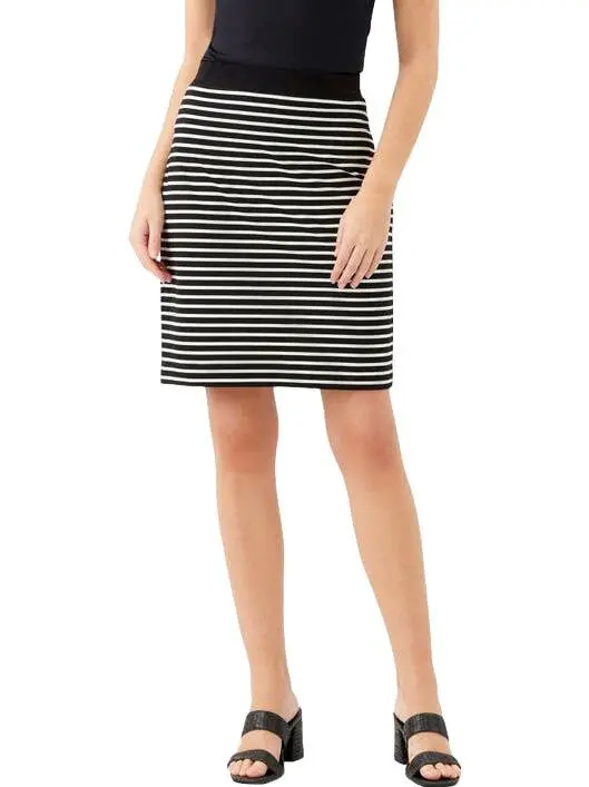 Karen Kane Stripe Pencil Skirt - Black/ivory