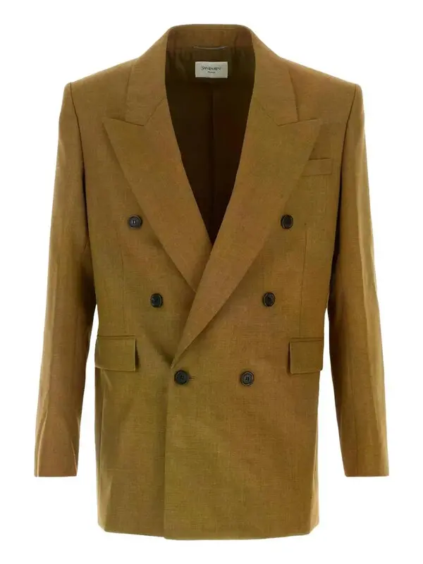 Saint Laurent Double-breasted Wool Blazer - Brown