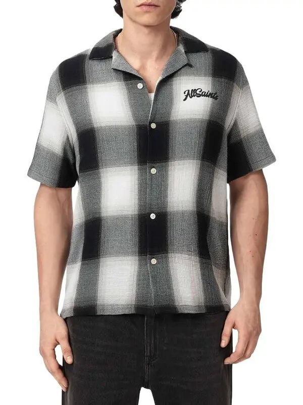 ALLSAINTS Fade Out Plaid Camp Shirt - Whisper Grey