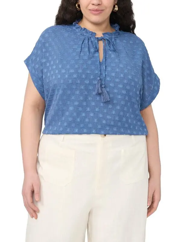 Vince Camuto Clip Dot Tie-neck Blouse - Classic Indigo
