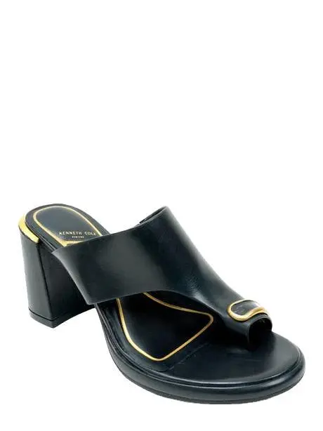 KENNETH COLE Syndika Platform Slide Sandal - Black Leather