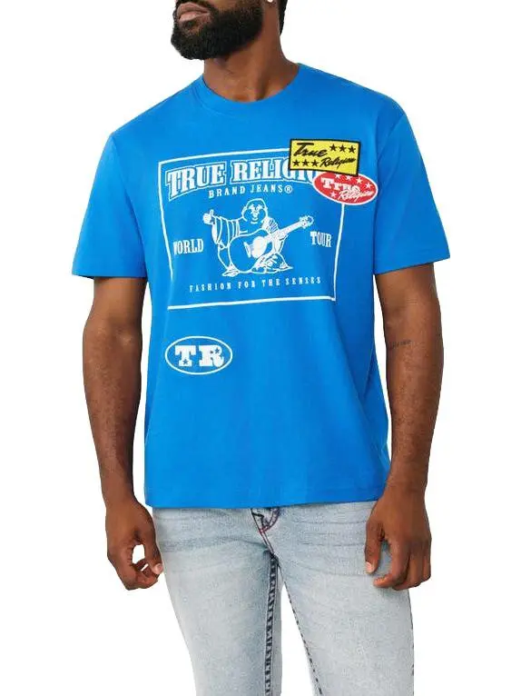 True Religion Logo Patch Graphic T-shirt - Lapis Blue