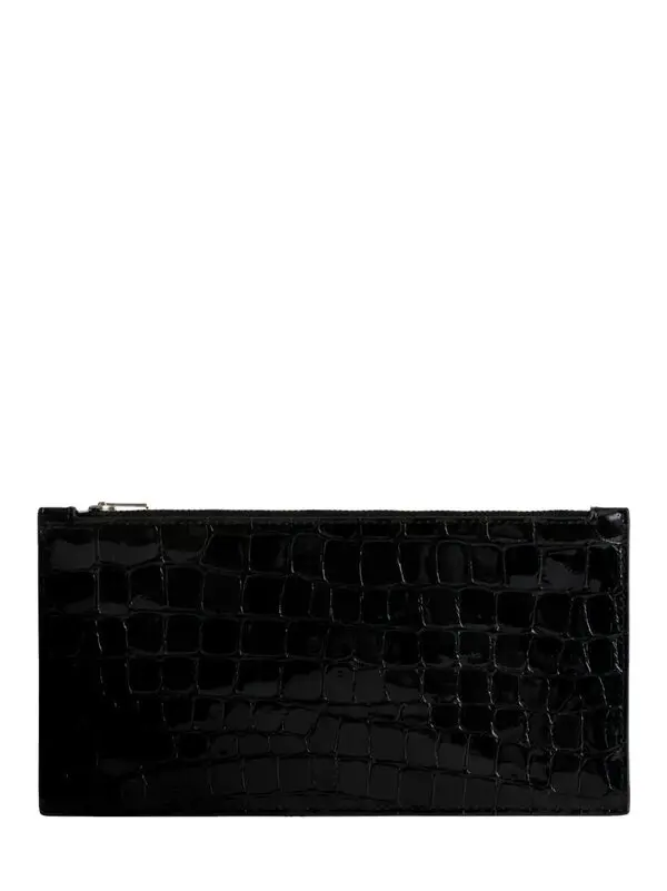 YU MEI Hannah Crocodile-embossed Leather Pouch - Black