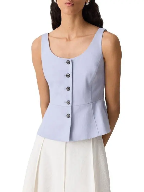 Theory Linen-blend Button-detailed Vest - Cornflower - G2m