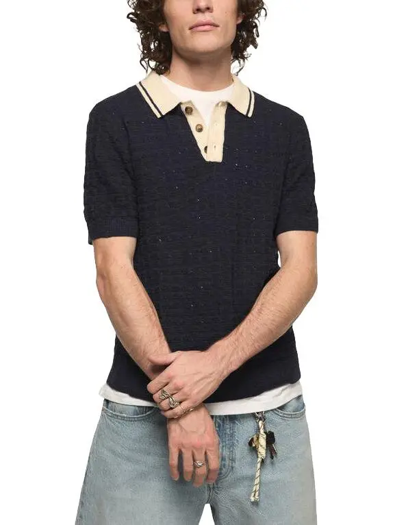 Lucky Brand Contrast Tipped Polo - Cadet Navy