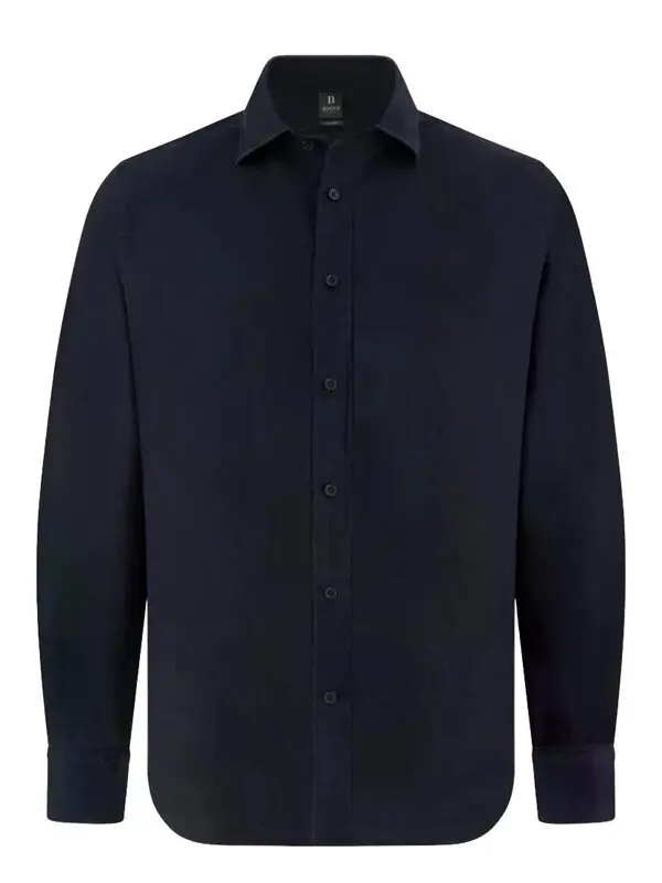 Boggi Milano Garment-washed Linen Shirt - Blue