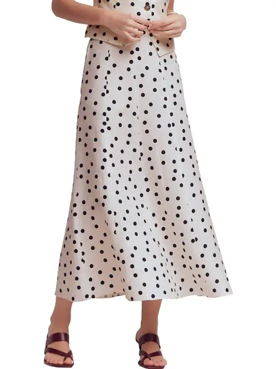 Boden Miriam Linen Maxi Skirt - Ivory Painted Dot