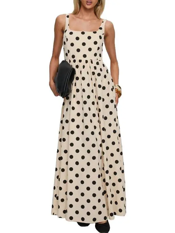 Princess Polly Cartmel Polka Dot Cotton Maxi Dress - Cream/polka Dot