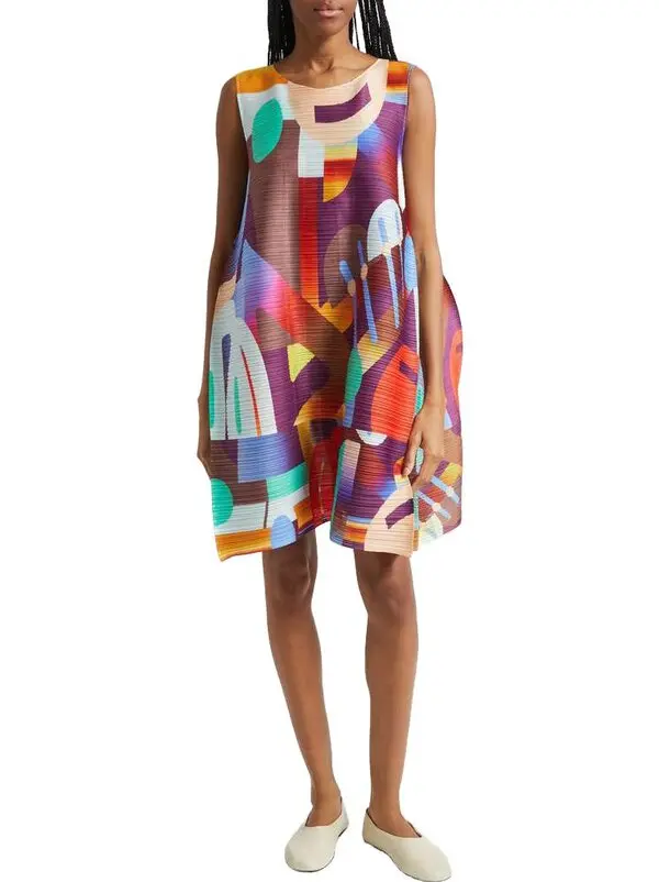 Issey Miyake Playground Pleated Dress - Red