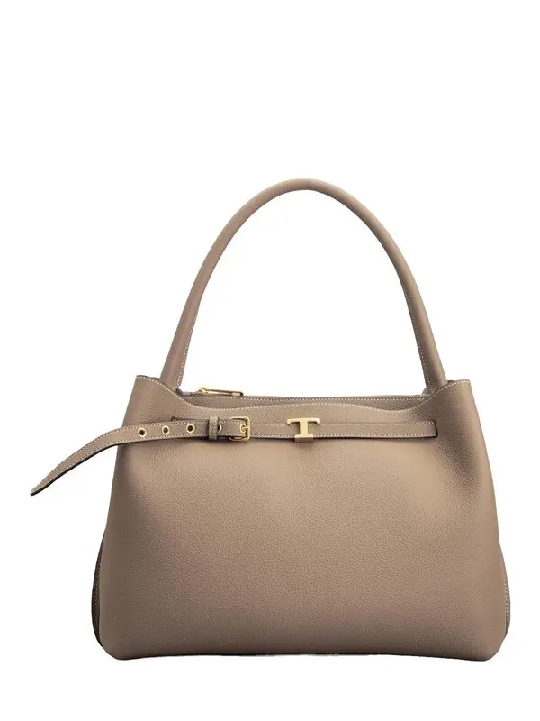 TOD'S Small T Timeless Top Handle Bag - Creta Chiaro