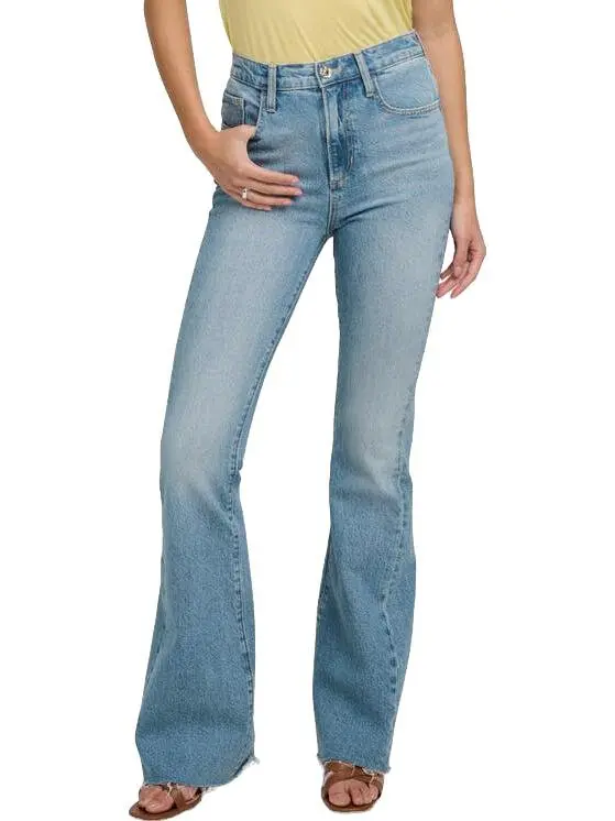 FAVORITE DAUGHTER The Valentina Shortie Frayed High Waist Flare Jeans - Tulum