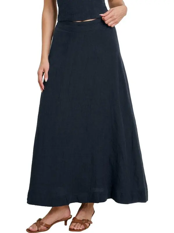 FAVORITE DAUGHTER Linen Maxi Skirt - Navy
