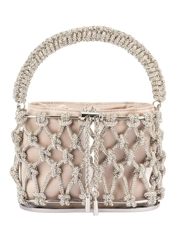 OLGA BERG Amelia Crystal Cage Top Handle Bag - Natural