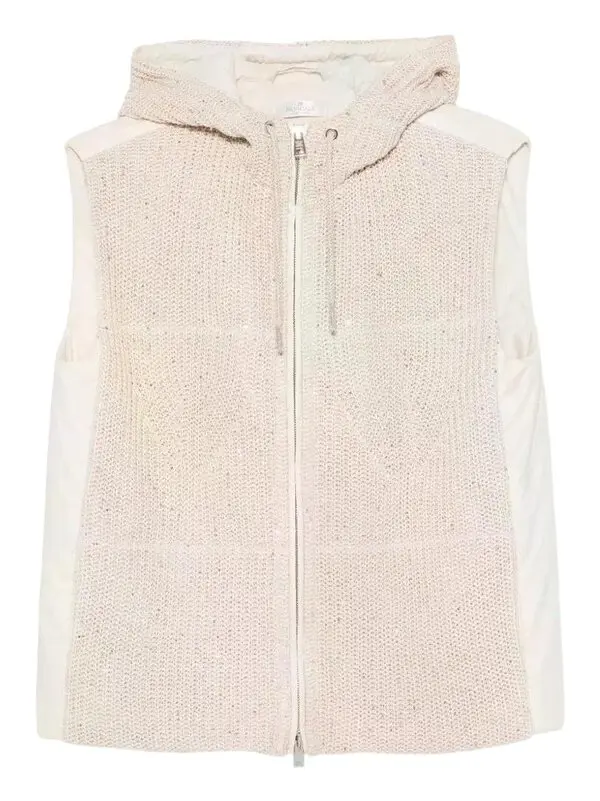 PANICALE Sequin-embellished Hooded Gilet - Neutrals
