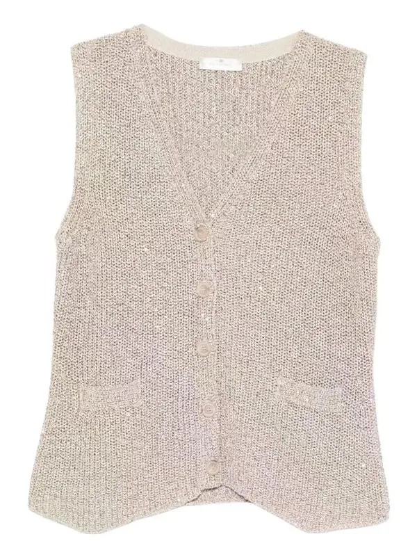 PANICALE Sequin-embellished Sleeveless Cardigan - Neutrals