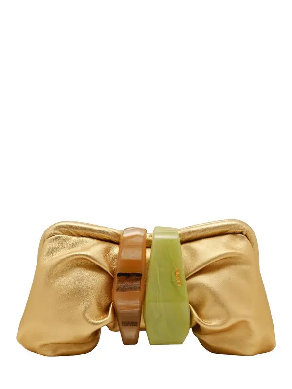 Cult Gaia Julita Leather Frame Clutch - Brass