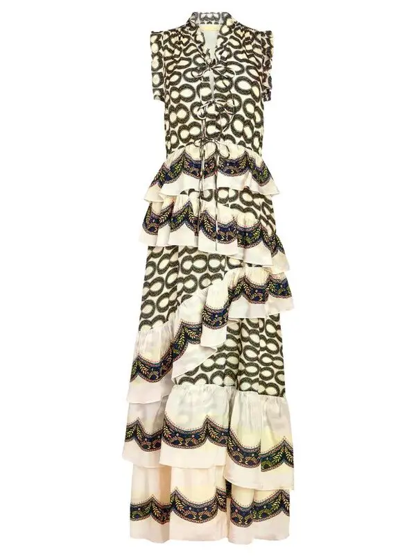 MARIE OLIVER Franklen Ruffled Tiered Dress - Neutrals