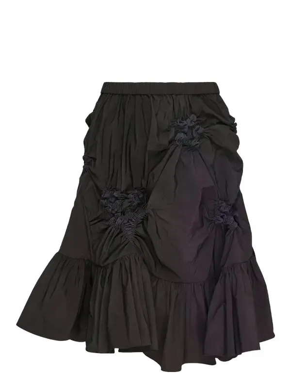 CAROLINE HU Ruched Ruffled Skirt - Black
