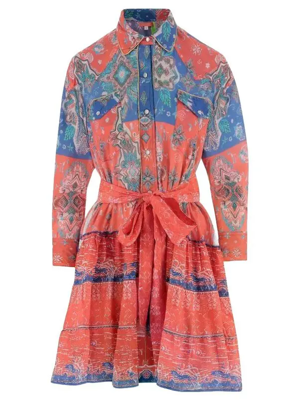 PEP'S Geometric-print Ruffled Dress - Orange