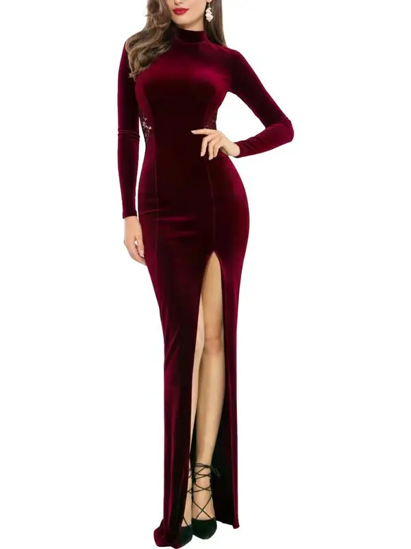 ROSERRY Sydney Velvet Maxi Dress - Red