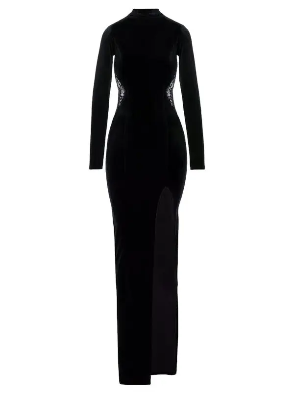 ROSERRY Sydney Lace-insert Velvet Maxi Dress - Black