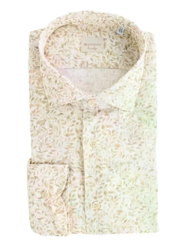 BRANCACCIO Leaf-print Long-sleeve Shirt - Neutrals