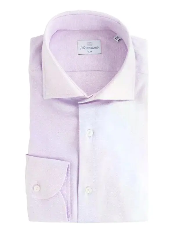 BRANCACCIO Textured Slim-fit Shirt - Pink