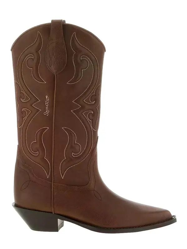 SONORA 35mm Yuma Cowboy Boots With Padded Motif - Brown
