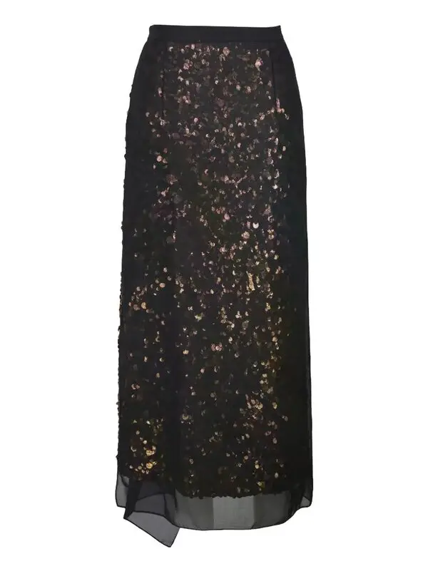 Michael Kors Sequin-embellished Draped Maxi Skirt - Black