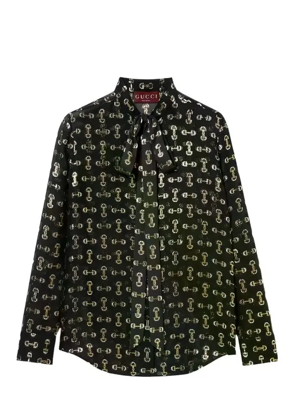 Gucci Horsebit Bow-neck Blouse - Black