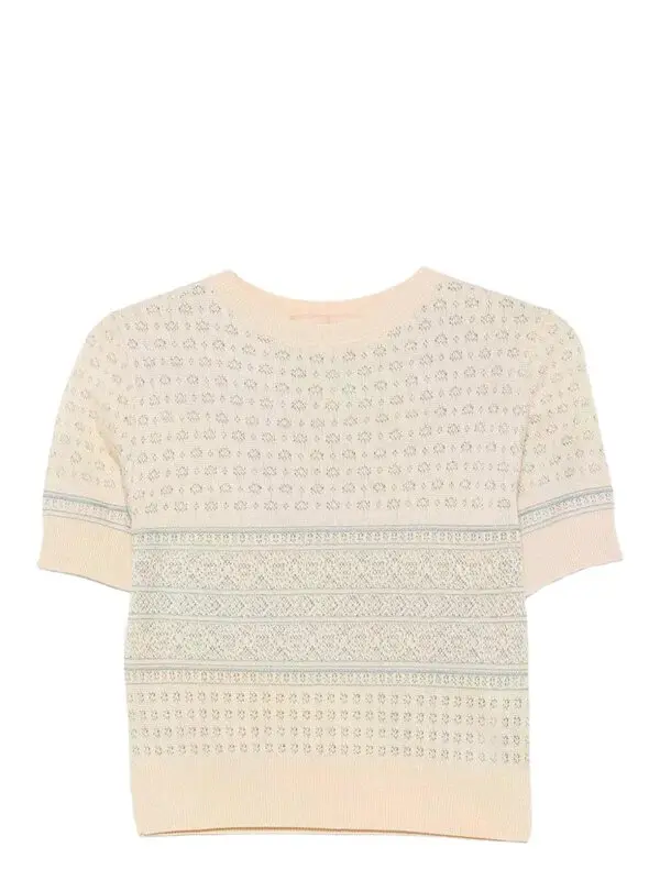 Ermanno Scervino Pointelle Knit Top - Neutrals