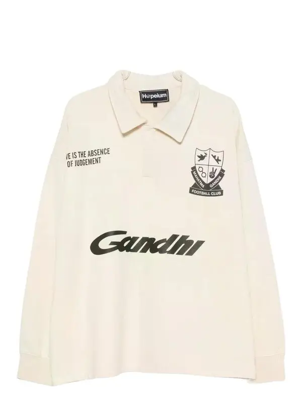 HOPEIUM Logo-print Polo-collar Sweater - Neutrals