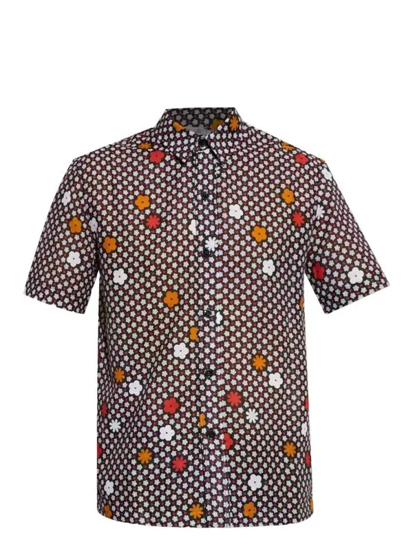 MAISON MARGIELA Floral-print Short-sleeve Shirt - Brown