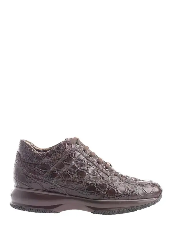 Hogan Crocodile-effect Leather Sneakers - Brown