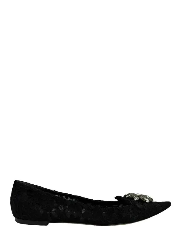 Dolce & Gabbana Lace Crystal-embellished Ballet Flats - Black