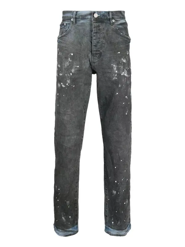 PURPLE BRAND Paint Splatter Straight-leg Jeans - Blue
