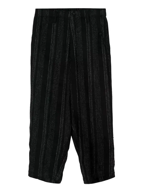 Yohji Yamamoto Striped Cropped Trousers - Blue