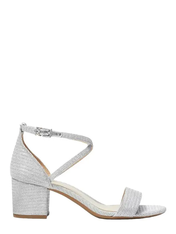 Michael Kors 57mm Serena Flex Crossover-strap Heeled Sandals - Silver