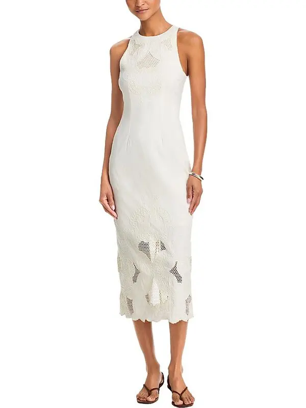 Veronica Beard Embroidered Midi Dress - Dove