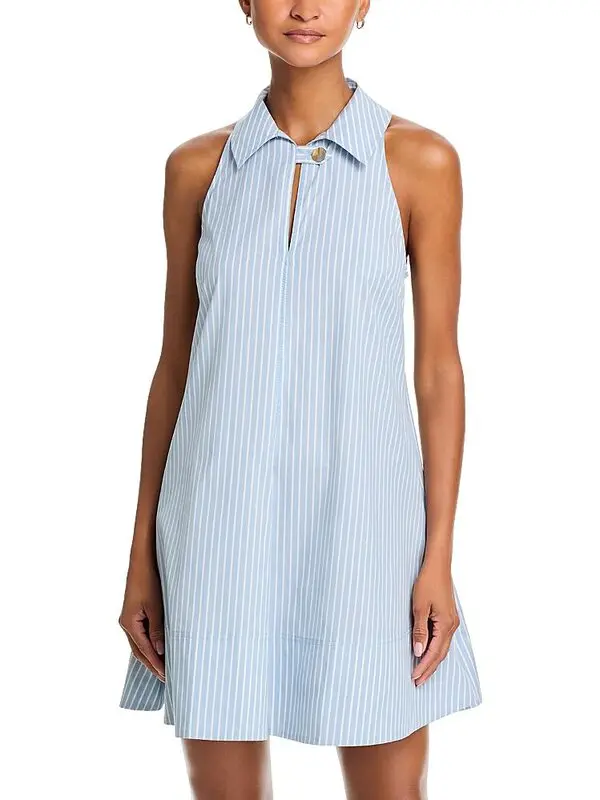 Veronica Beard Florenz Collared Mini Dress - Pale Blue