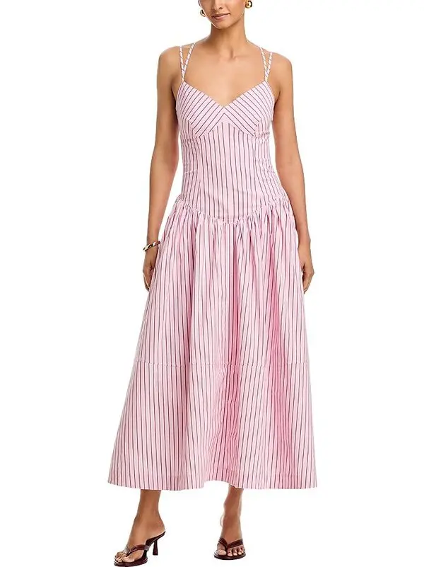 Cinq À Sept Rose Stripe Dagna Dress - Cotton Candy/crimson Plum