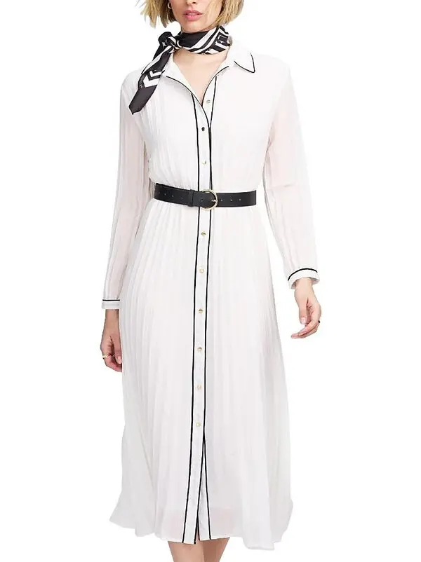 ELLE COLLECTION Woven Pleated Midi Dress - White