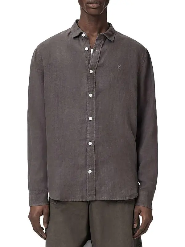 ALLSAINTS Loom Long Sleeve Shirt - Heron Grey
