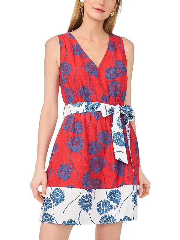 1.State Pleated Bodice Sleeveless Mini Dress - Aura Orange